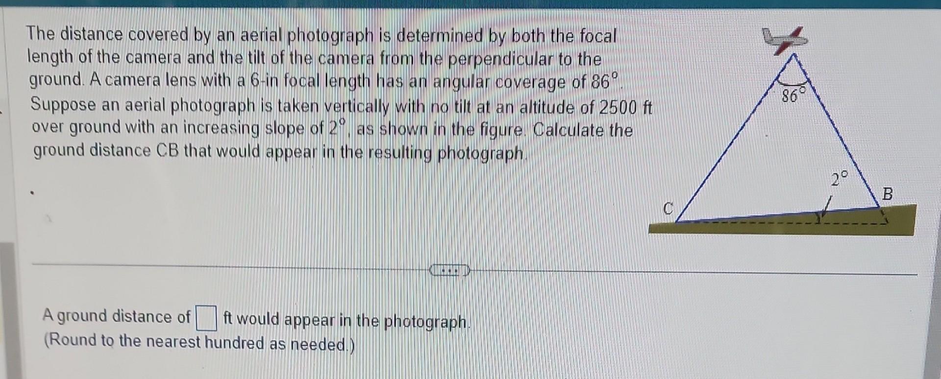 Solved The distance covered by an aerial photograph is | Chegg.com