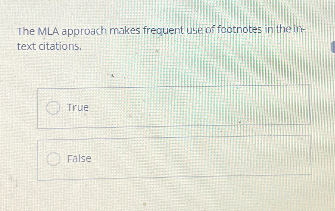 Solved The MLA approach makes frequent use of footnotes in | Chegg.com