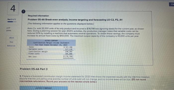 Solved Required information Problem 05-4A Break-even | Chegg.com