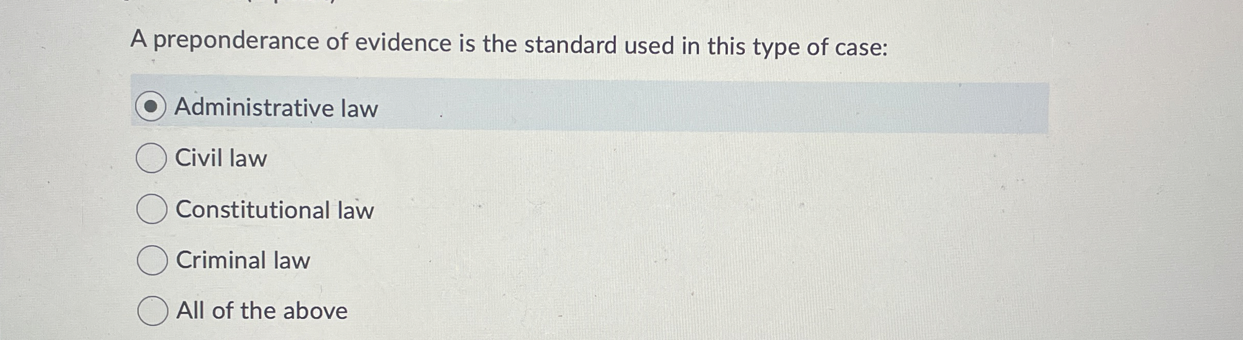 Solved A preponderance of evidence is the standard used in | Chegg.com