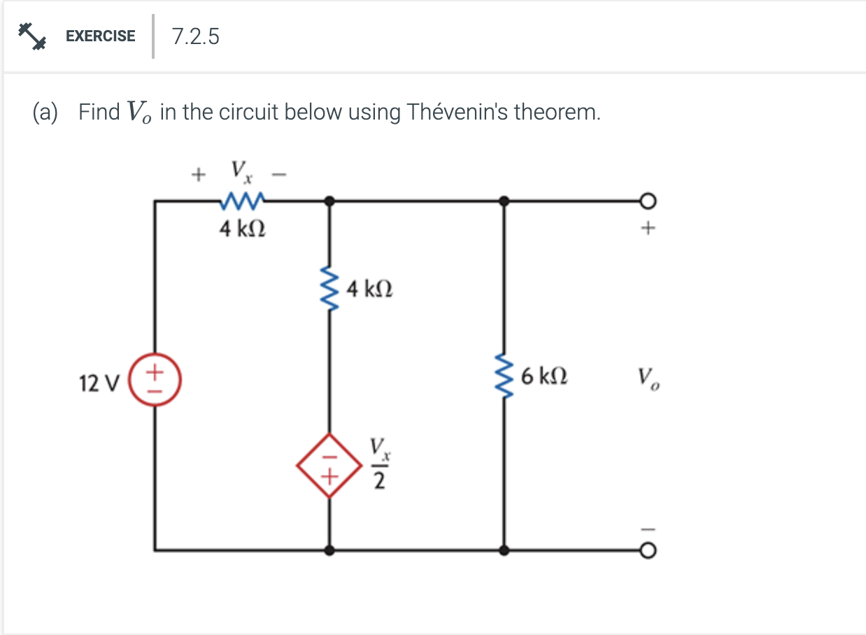 Solved \times EXERCISE7.2 .5(a) ﻿Find Vo ﻿in the circuit | Chegg.com