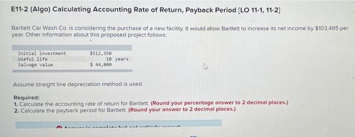 Solved E11-2 (Algo) Calculating Accounting Rate of Return, | Chegg.com