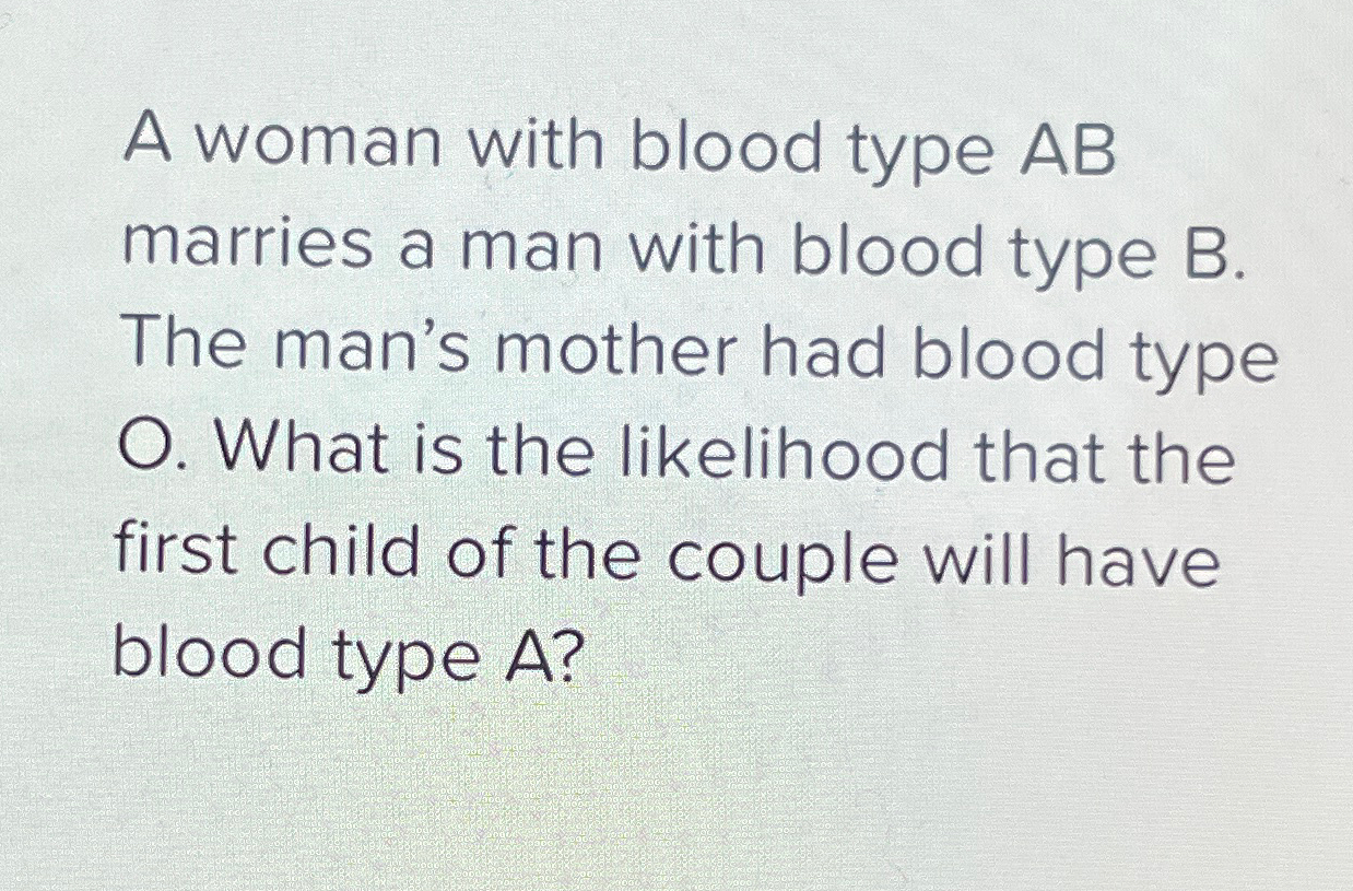Solved A woman with blood type AB marries a man with blood | Chegg.com