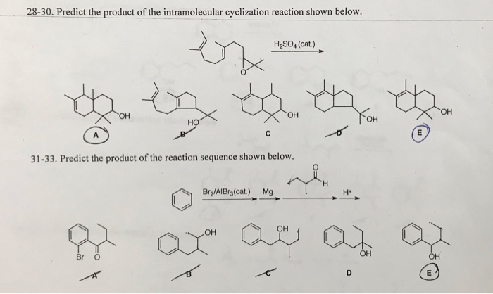 Solved 28-30. Predict the product of the intramolecular | Chegg.com