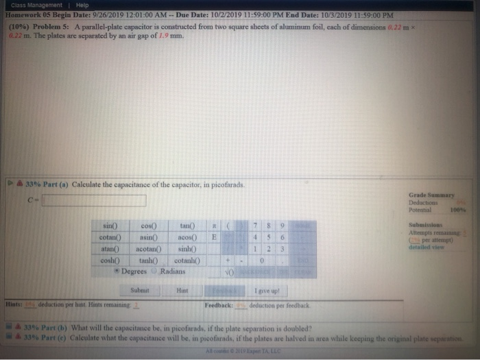 Solved Class Management | Help Homework 05 Begin Date: | Chegg.com
