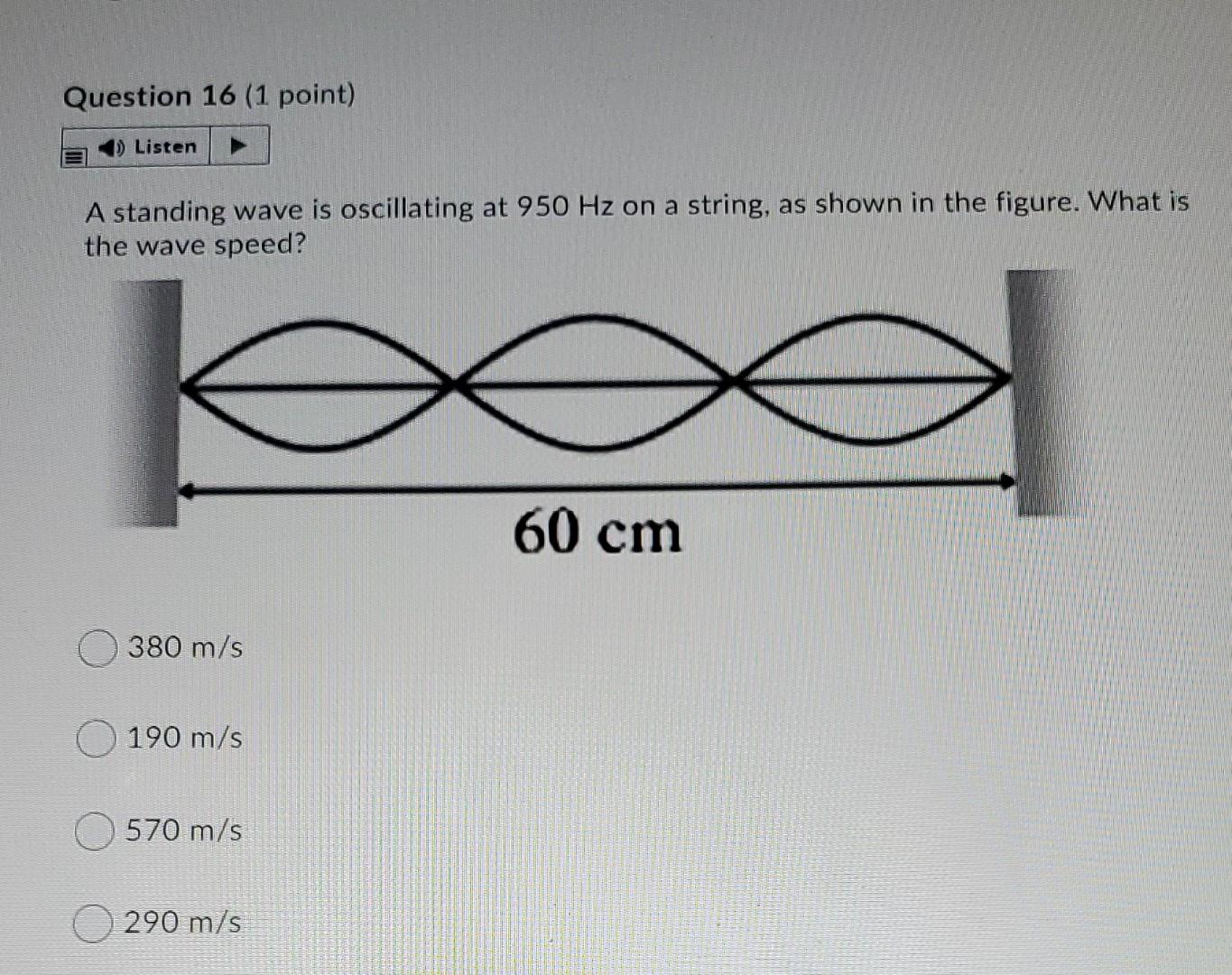 Solved Question 16 (1 point) 1) Listen A standing wave is | Chegg.com