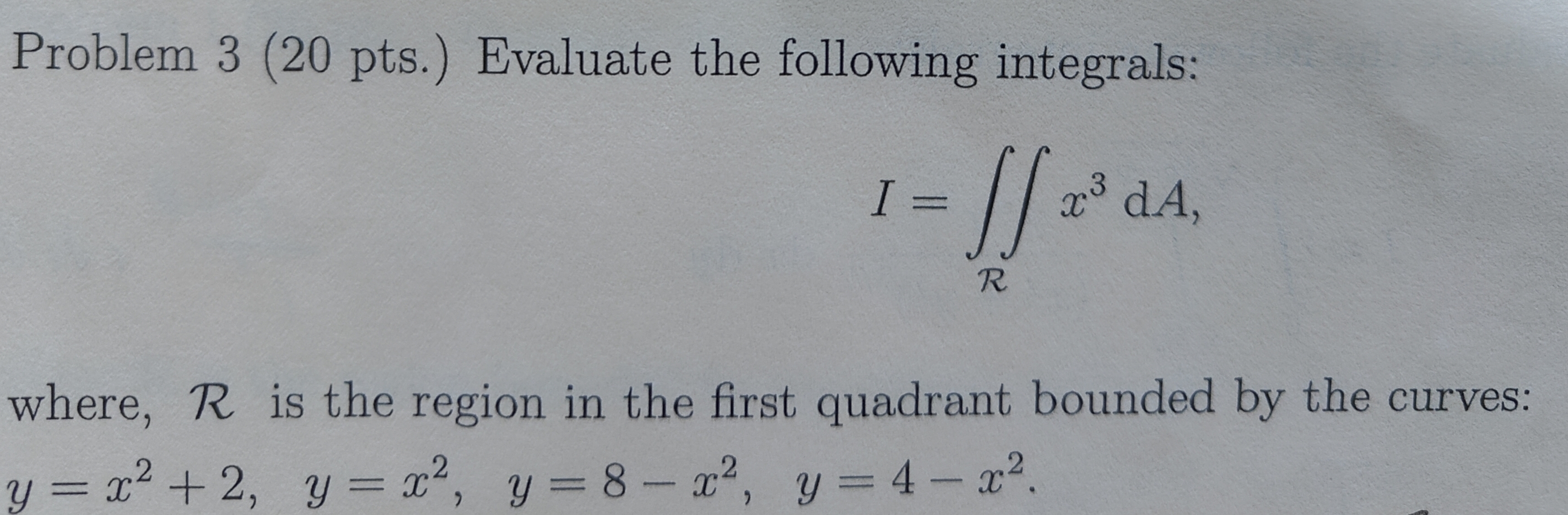 Solved Evaluate the following integrals:I=∬Rx3dA,where, R | Chegg.com