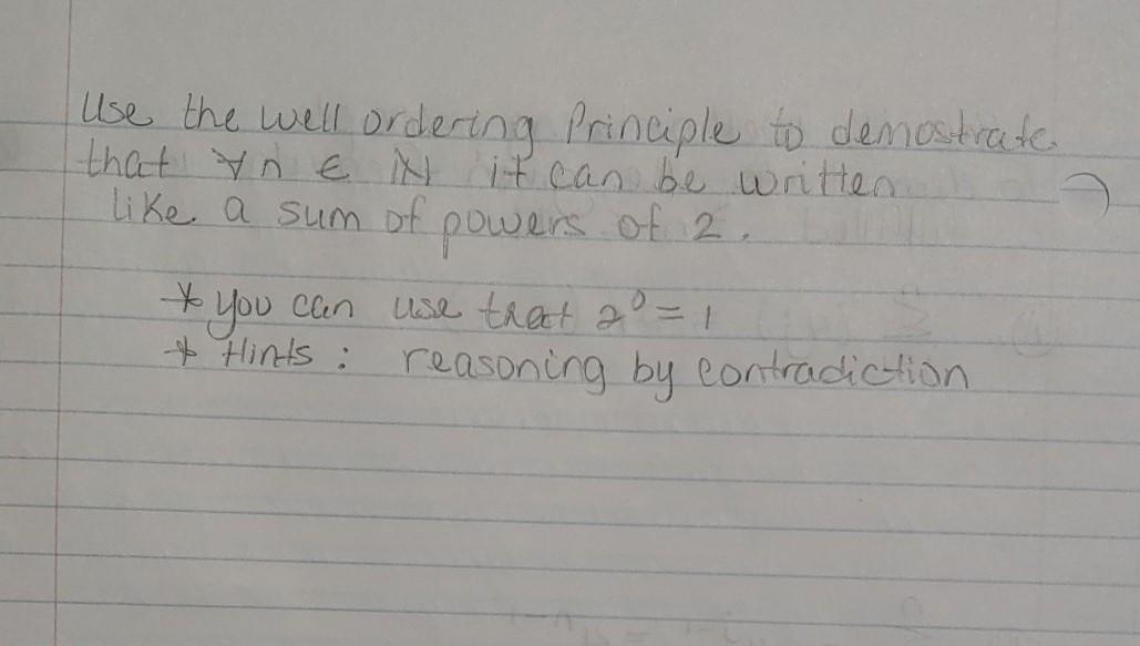 Solved use the well ordering Principle to demostrado that yn | Chegg.com