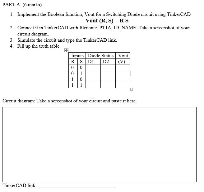 PART A. (6 marks) 1. Implement the Boolean function. | Chegg.com