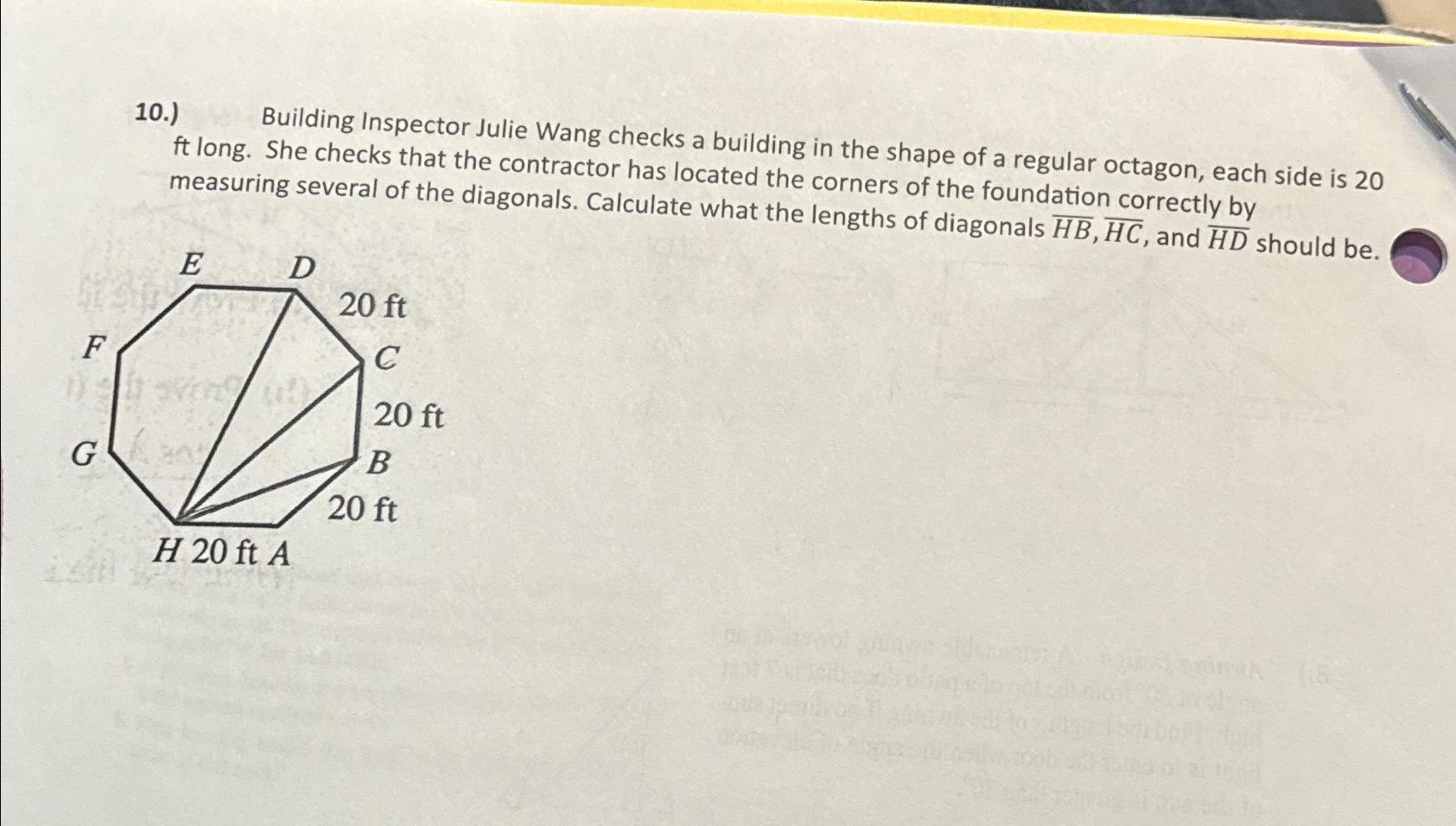 Solved 10.) ﻿Building Inspector Julie Wang checks a building | Chegg.com