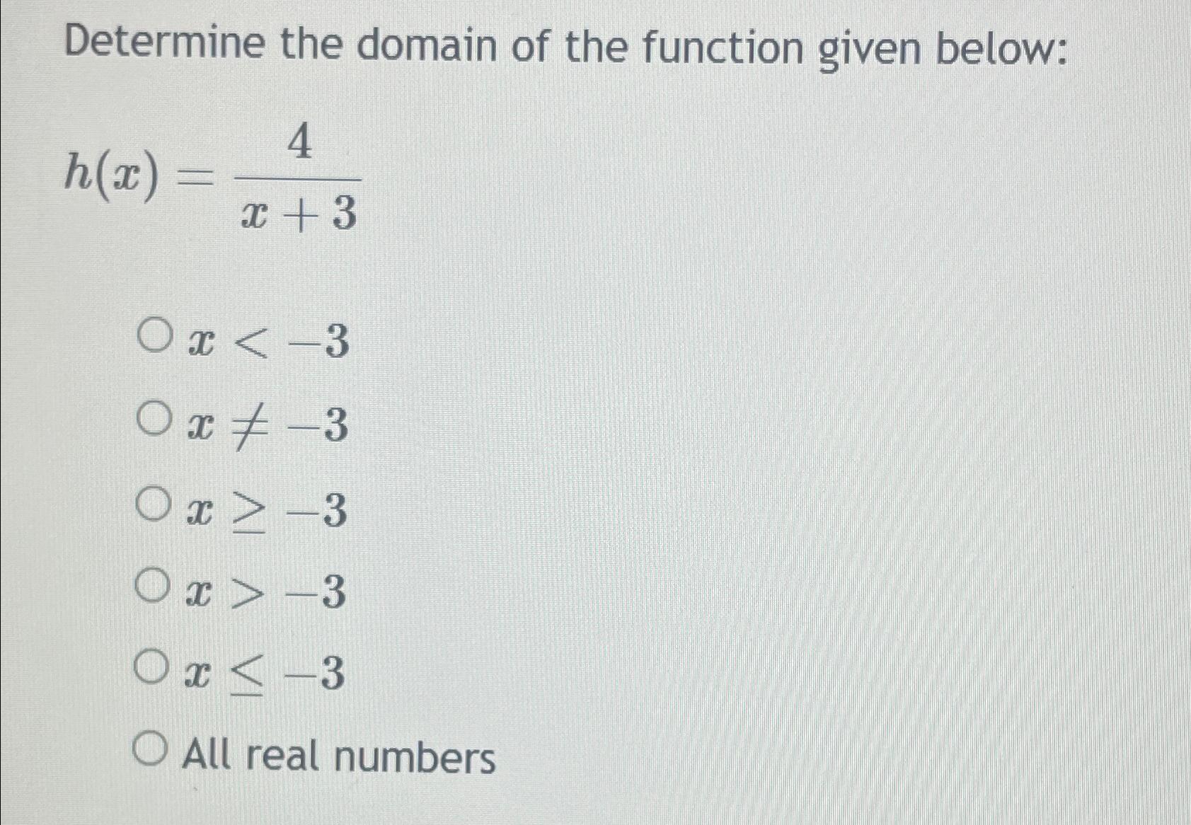 Solved Determine The Domain Of The Function Given