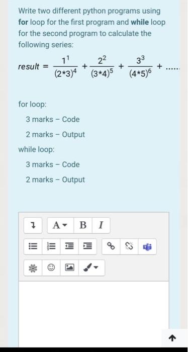 Solved Write Two Different Python Programs Using For Loop 