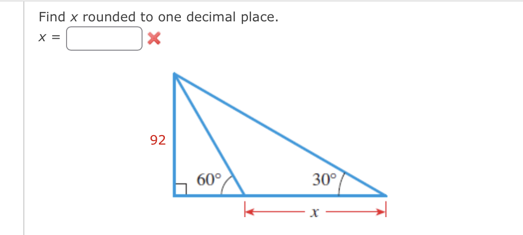 Solved Find x ﻿rounded to one decimal place.x=Find \( ﻿x \) | Chegg.com
