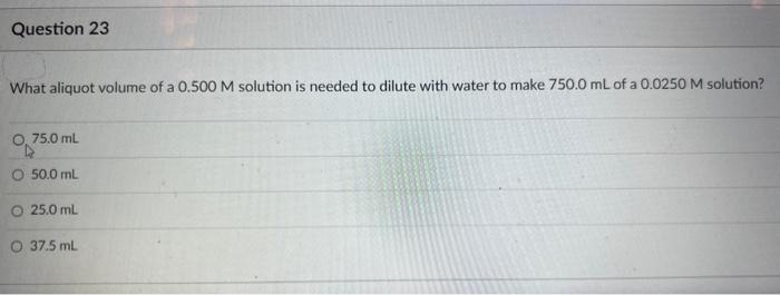 Solved what aliquot volume of a 0.500 M solution is needed | Chegg.com