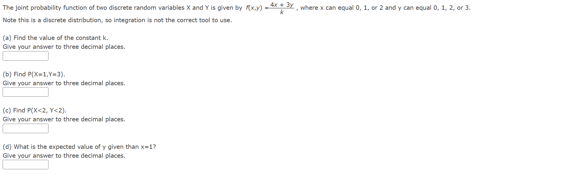 Solved The joint probability function of ﻿two discrete | Chegg.com