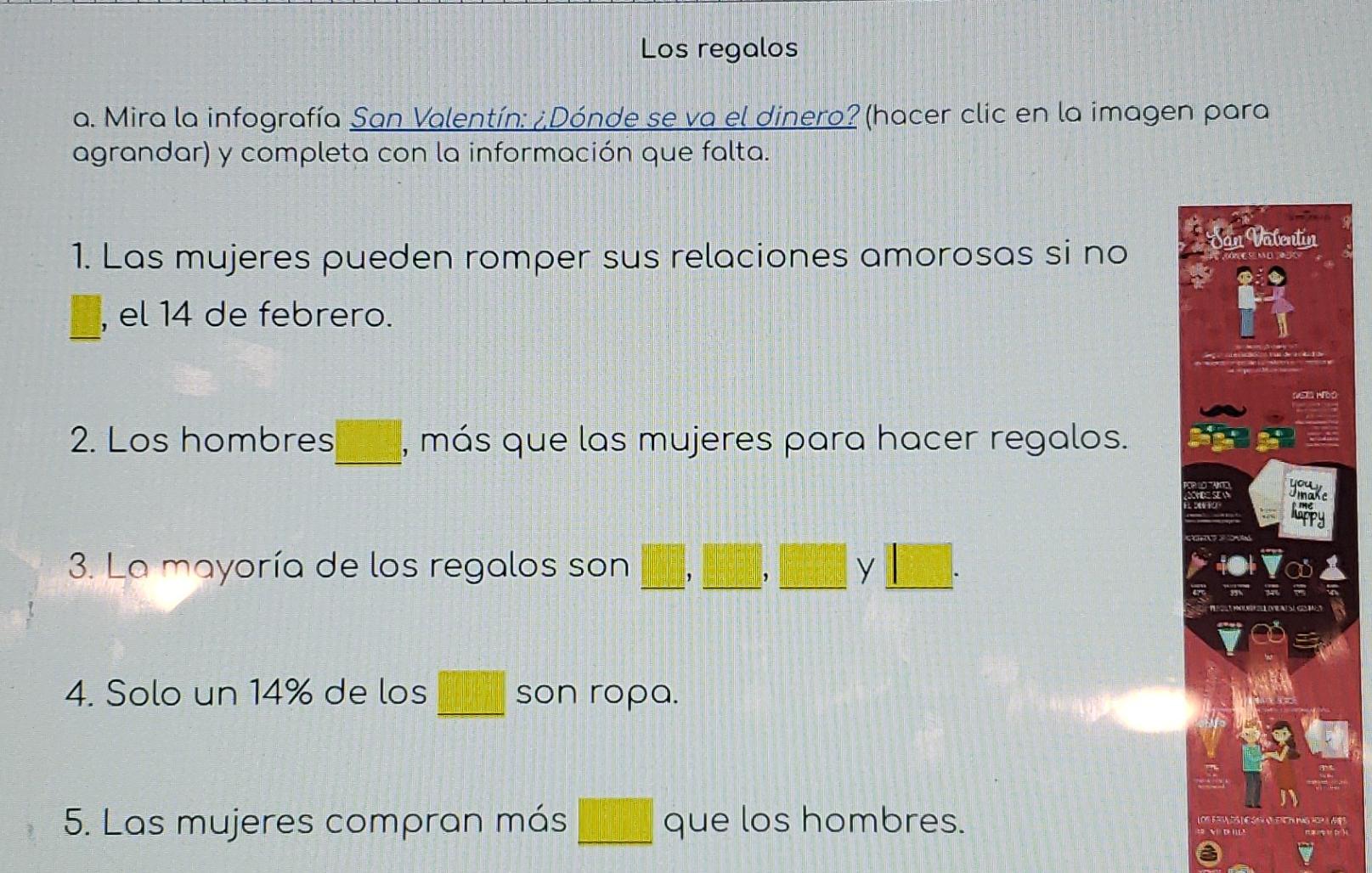 a. Mira la infografía San Valentín: ¿Dónde se va el | Chegg.com