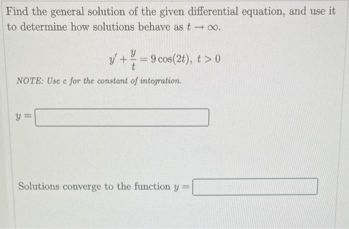 Solved Find the general solution of the given differential | Chegg.com