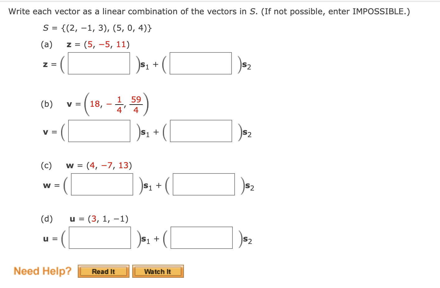 Solved Write each vector as a linear combination of the | Chegg.com