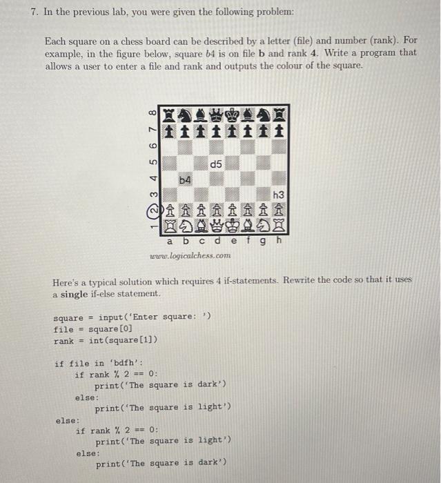Solved 7. In the previous lab, you were given the following | Chegg.com