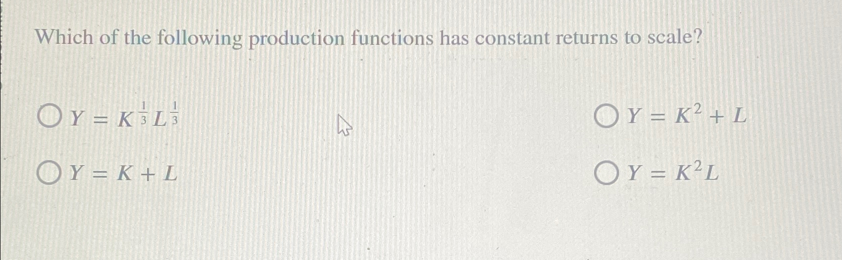 Solved Which of the following production functions has | Chegg.com