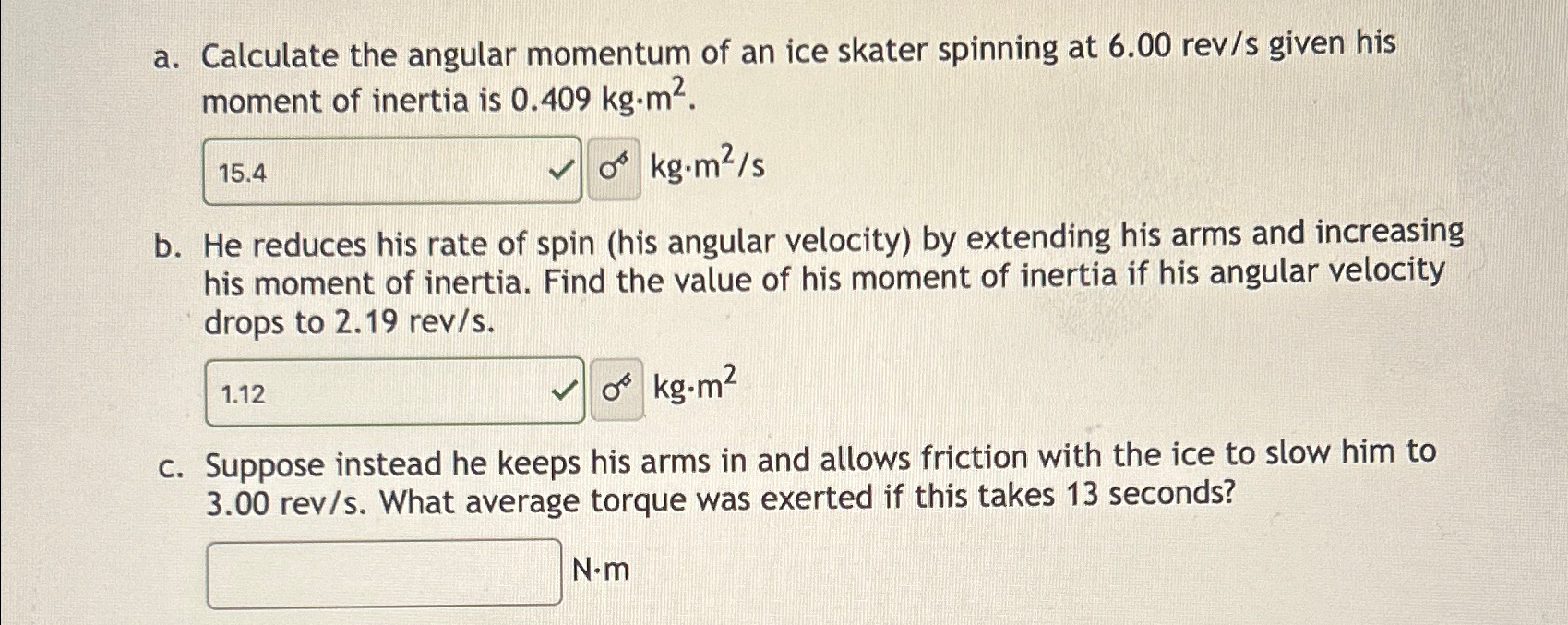 Solved a. ﻿Calculate the angular momentum of an ice skater | Chegg.com