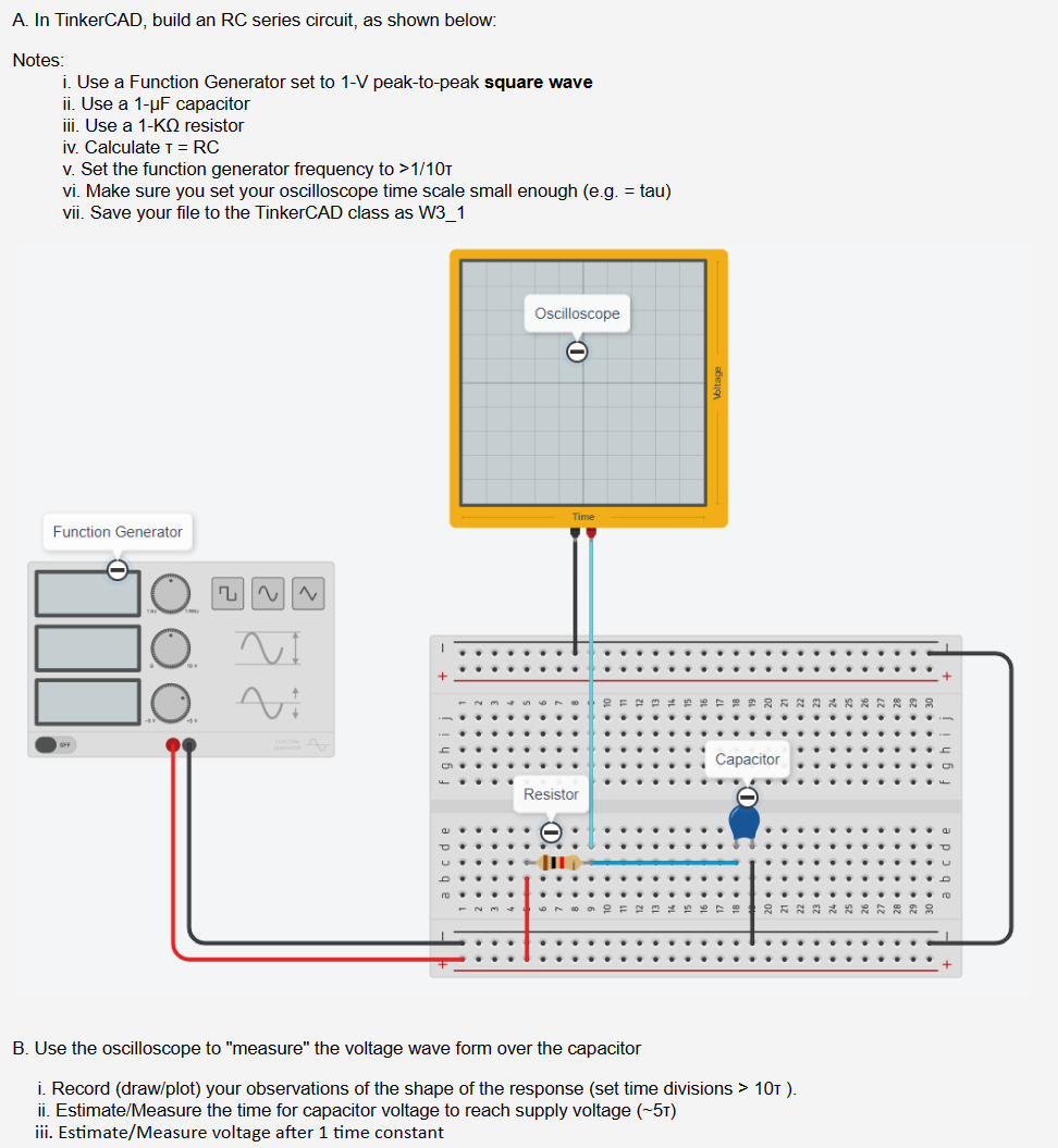 A. ﻿In TinkerCAD, build an RC ﻿series circuit, as | Chegg.com