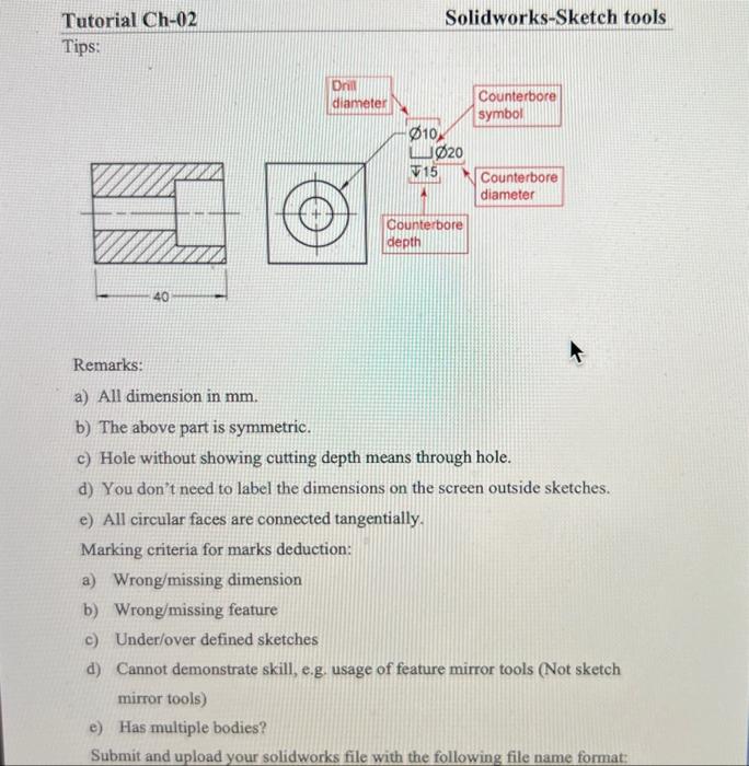 Solved Tutorial Ch-02 Solidworks-Sketch tools 7. Tutorial | Chegg.com