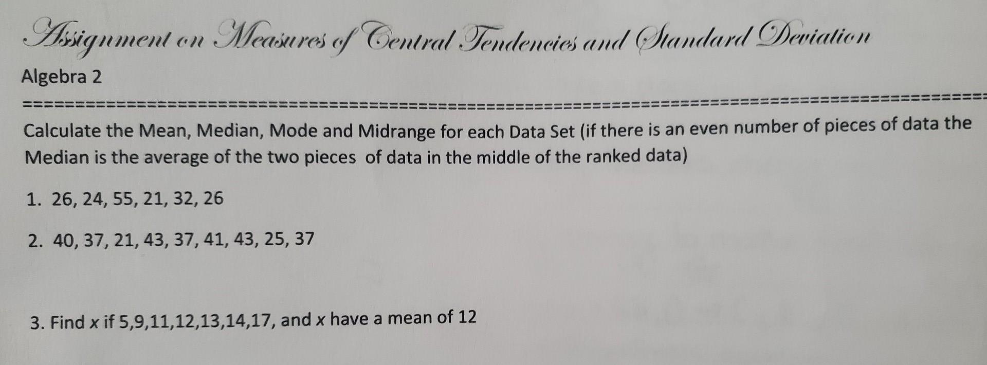 Solved Assignment on Measures of Central Tendencies and | Chegg.com