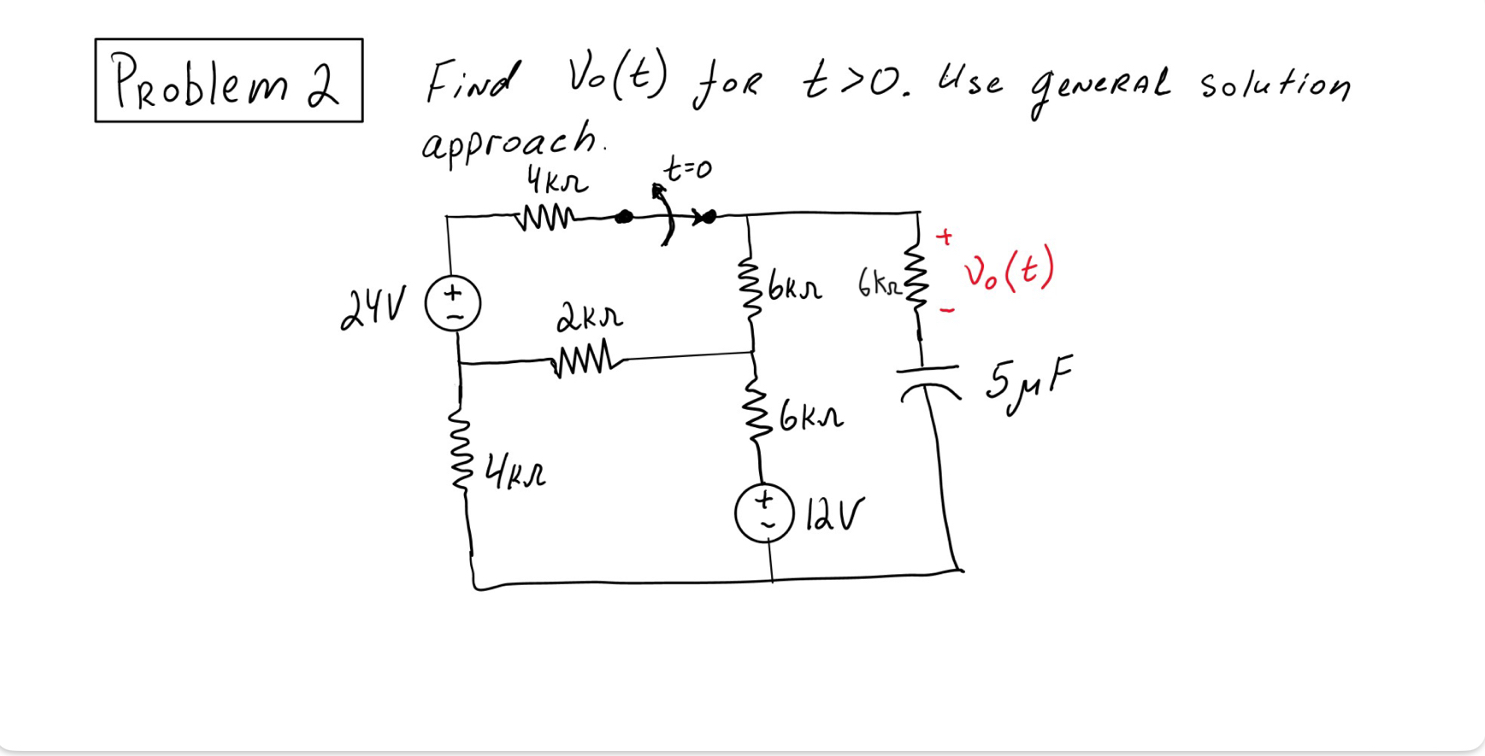 Solved Problem 2: Find V0(t) ﻿for t>0. ﻿Use general solution | Chegg.com