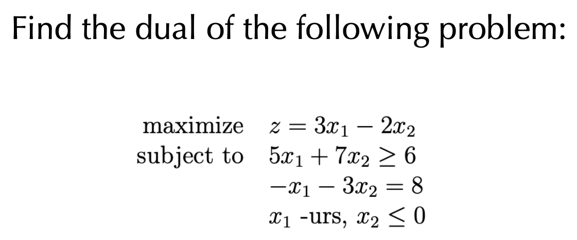 Solved Find the dual of the following | Chegg.com