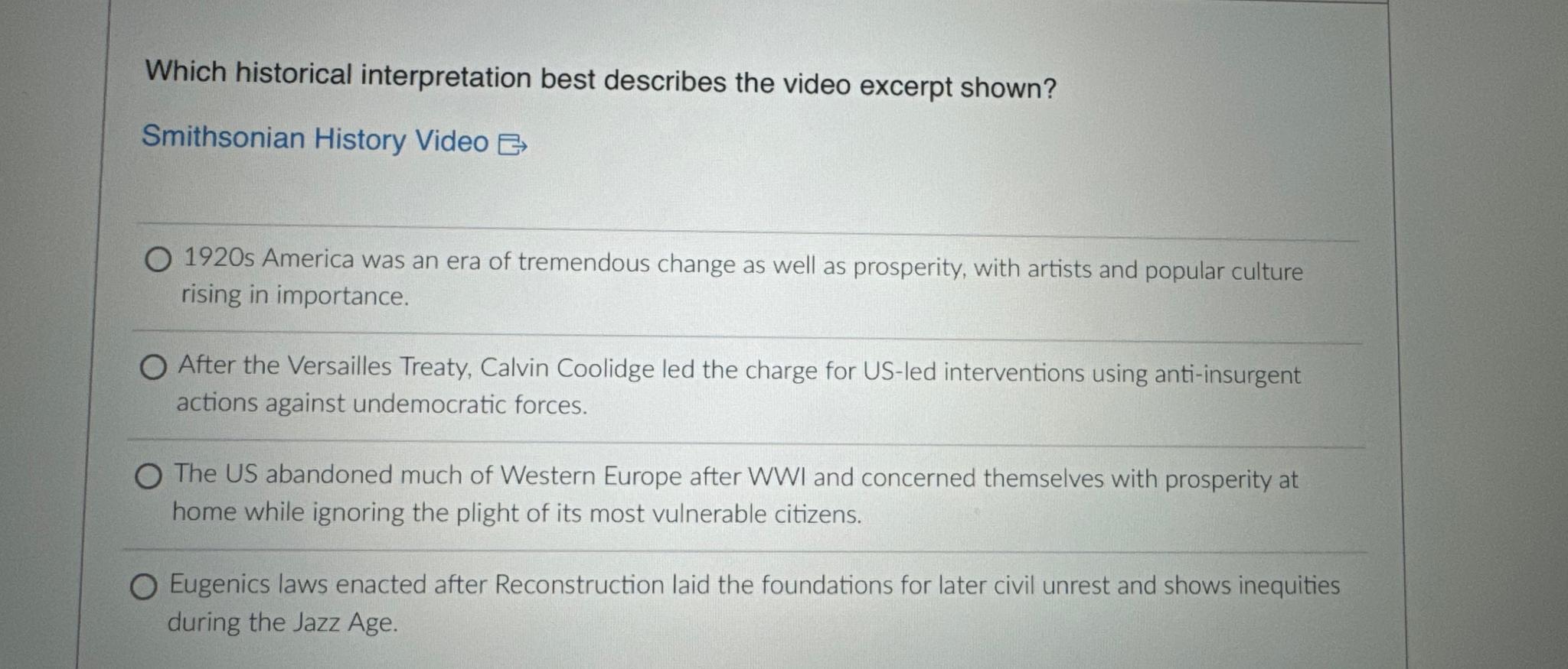 Solved Which historical interpretation best describes the | Chegg.com