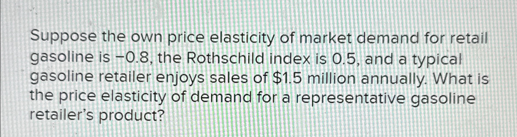 Solved Suppose the own price elasticity of market demand for | Chegg.com