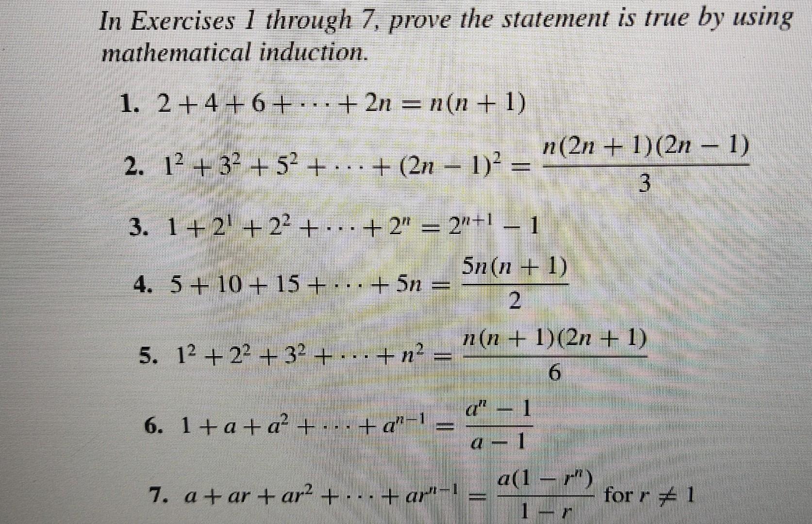 Solved In Exercises 1 through 7, prove the statement is true | Chegg.com