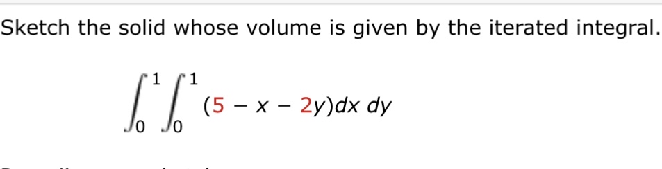 Solved Sketch the solid whose volume is given by the | Chegg.com