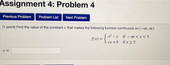 Solved Assignment 4 Problem 4 Previous Problem Problem List 7634