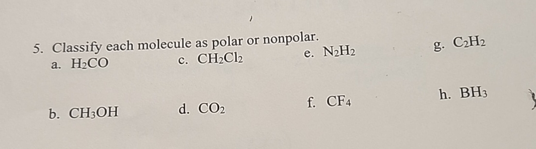Solved Classify each molecule as polar or | Chegg.com