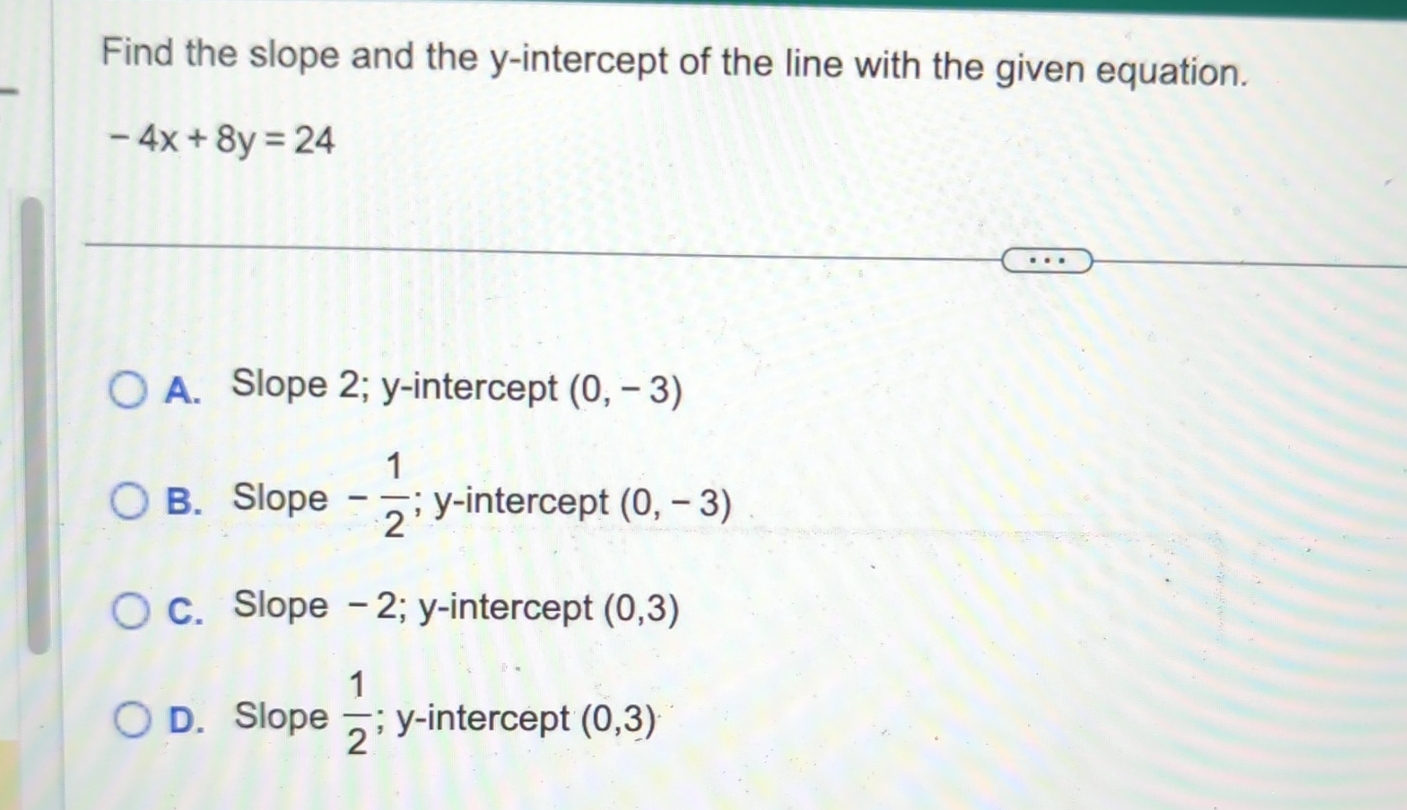 Solved Find the slope and the y-intercept of the line with | Chegg.com