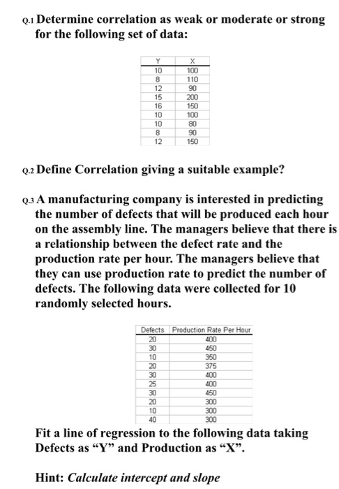 Solved 0.1 Determine correlation as weak or moderate or | Chegg.com