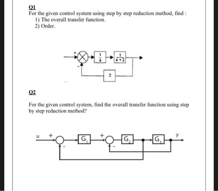 Solved 01 For the given control system using step by step | Chegg.com
