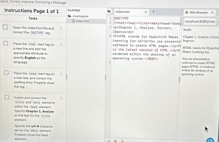 Solved nalyze, Correct, Improve: Correcting a Webpage | Chegg.com