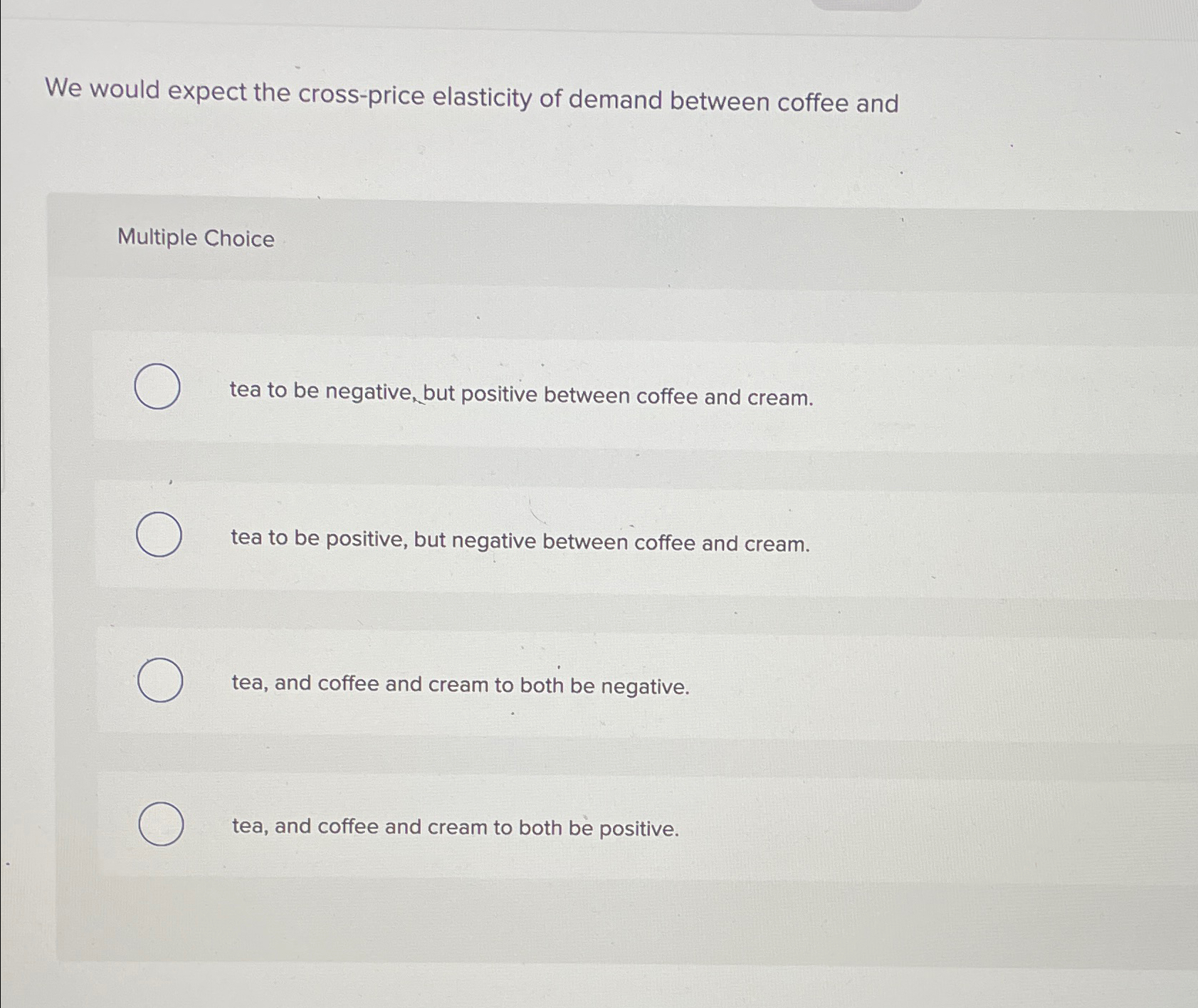 Solved We would expect the cross-price elasticity of demand | Chegg.com