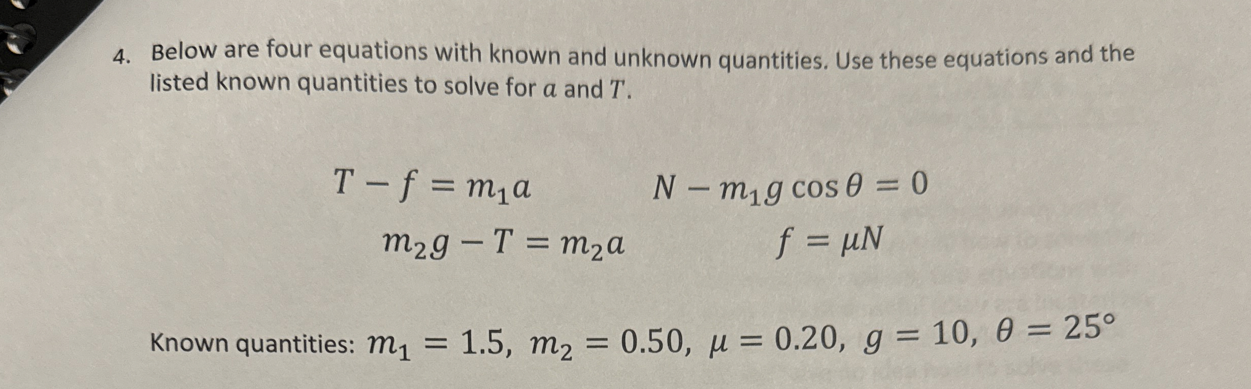 Below are four equations with known and unknown | Chegg.com