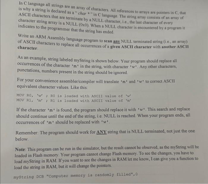 Solved In C language all strings are an array of characters. | Chegg.com