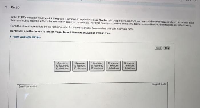 Solved Part B In the PhET simulation, click the green + | Chegg.com