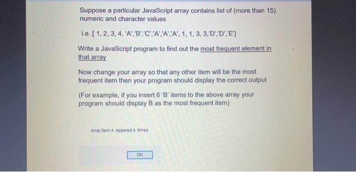 Solved Suppose A Particular JavaScript Array Contains List Chegg
