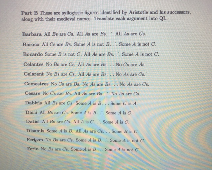 Solved Part B These are syllogistic figures identified by | Chegg.com
