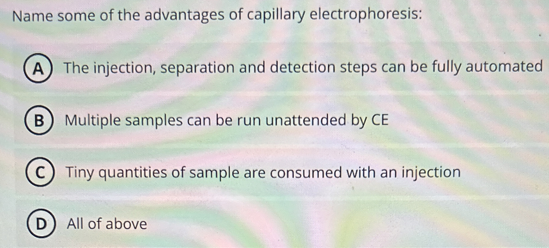 Solved Name some of the advantages of capillary | Chegg.com