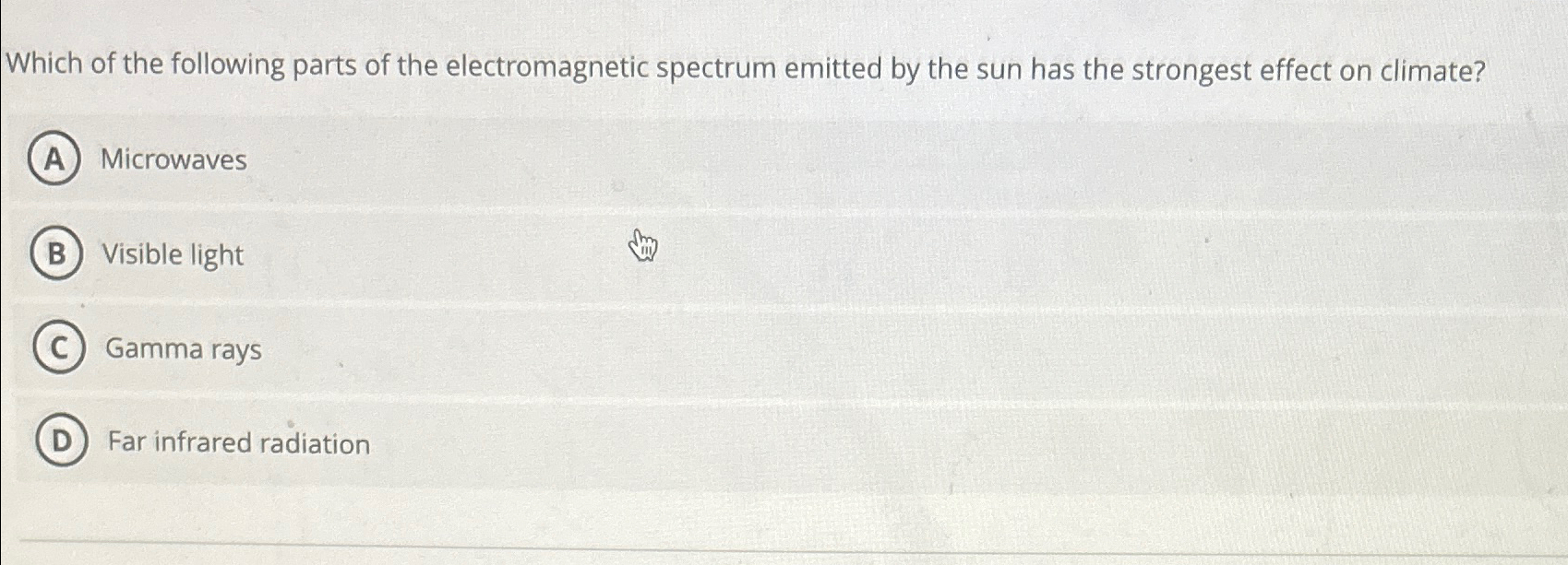 Solved Which of the following parts of the electromagnetic | Chegg.com