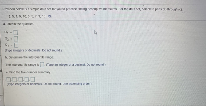 Solved Provided below is a simple data set for you to | Chegg.com