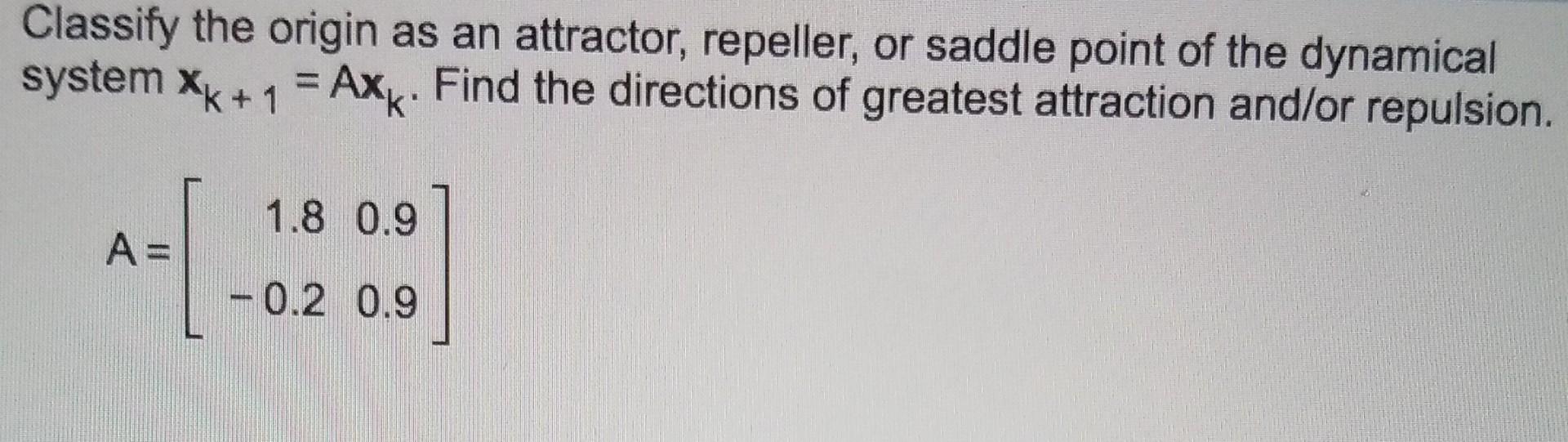 Solved Classify the origin as an attractor, repeller, or | Chegg.com